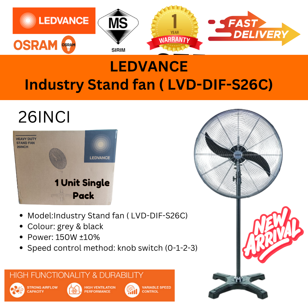 LEDVANCE INDUSTRY STAND FAN 26INCI LVD-HDIF-S26C (SINGLE PACK) | Shopee ...