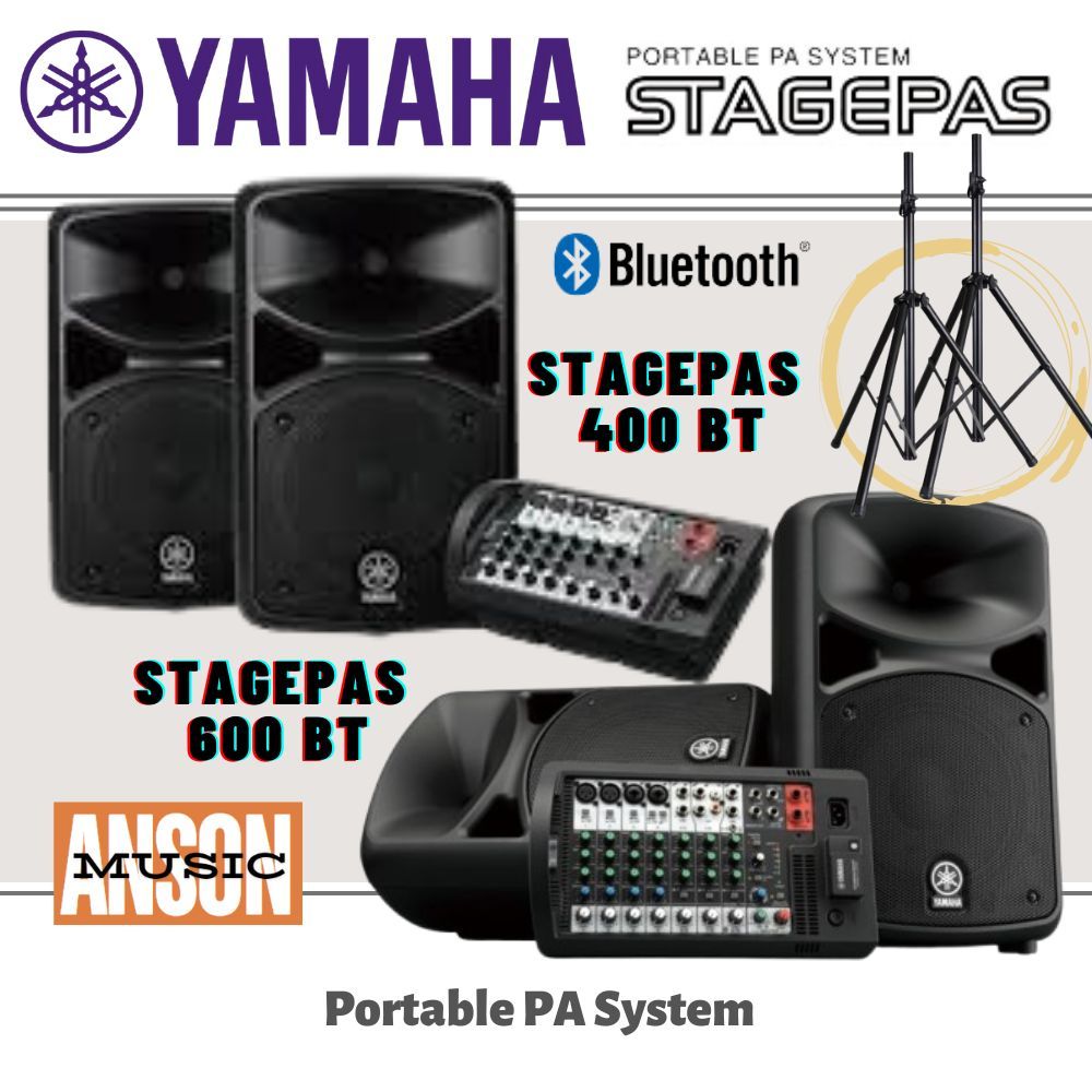 Yamaha Stagepas 600BT Portable PA System Set Bluetooth Version With Speaker Stand | Shopee Malaysia