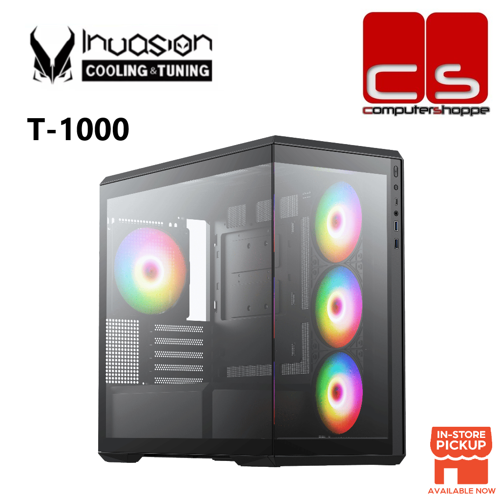 Invasion T-1000 Tempered Glass Compact M-ATX PC Case (AURORA FAN ...