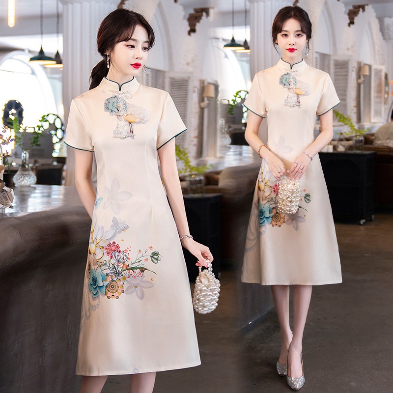 Retro Ethnic Style Chinese Flower Cheongsam | Shopee Malaysia