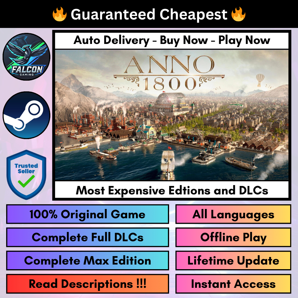 Anno 1800 [Auto Delivery] [Full DLC] [Steam Offline] PC Game Falcon ...