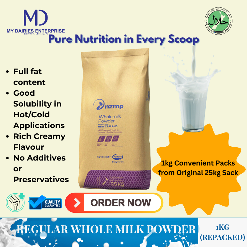 Fonterra NZMP Regular Whole Milk Powder, Susu Tepung Penuh Krim (1kg ...