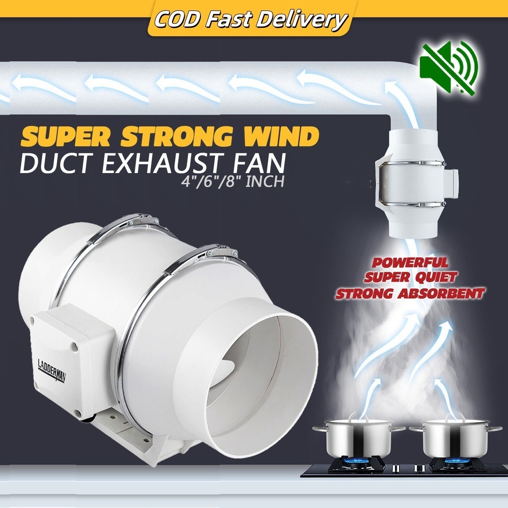 COD 4"/ 6"/ 8" High Suction Power Inline Exhaust Fan Pressurized ...