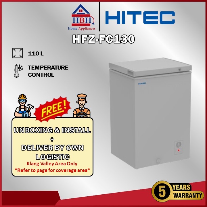 Hitec HFZ-FC130 110L Dual Cooling R600a Key Lock Chest Freezer HFZFC130 ...