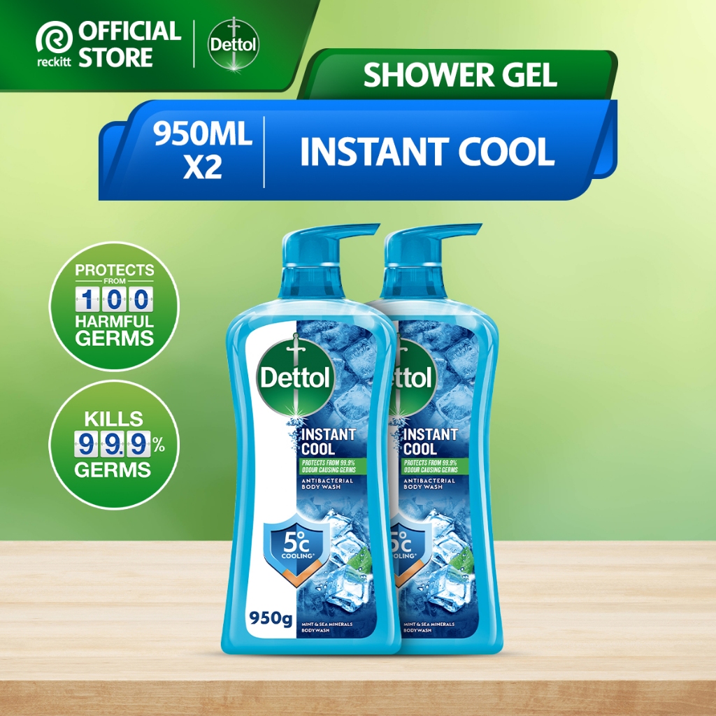 Dettol Shower Gel Body Wash Instant Cool 950ML - Bundle of 2 | Shopee ...