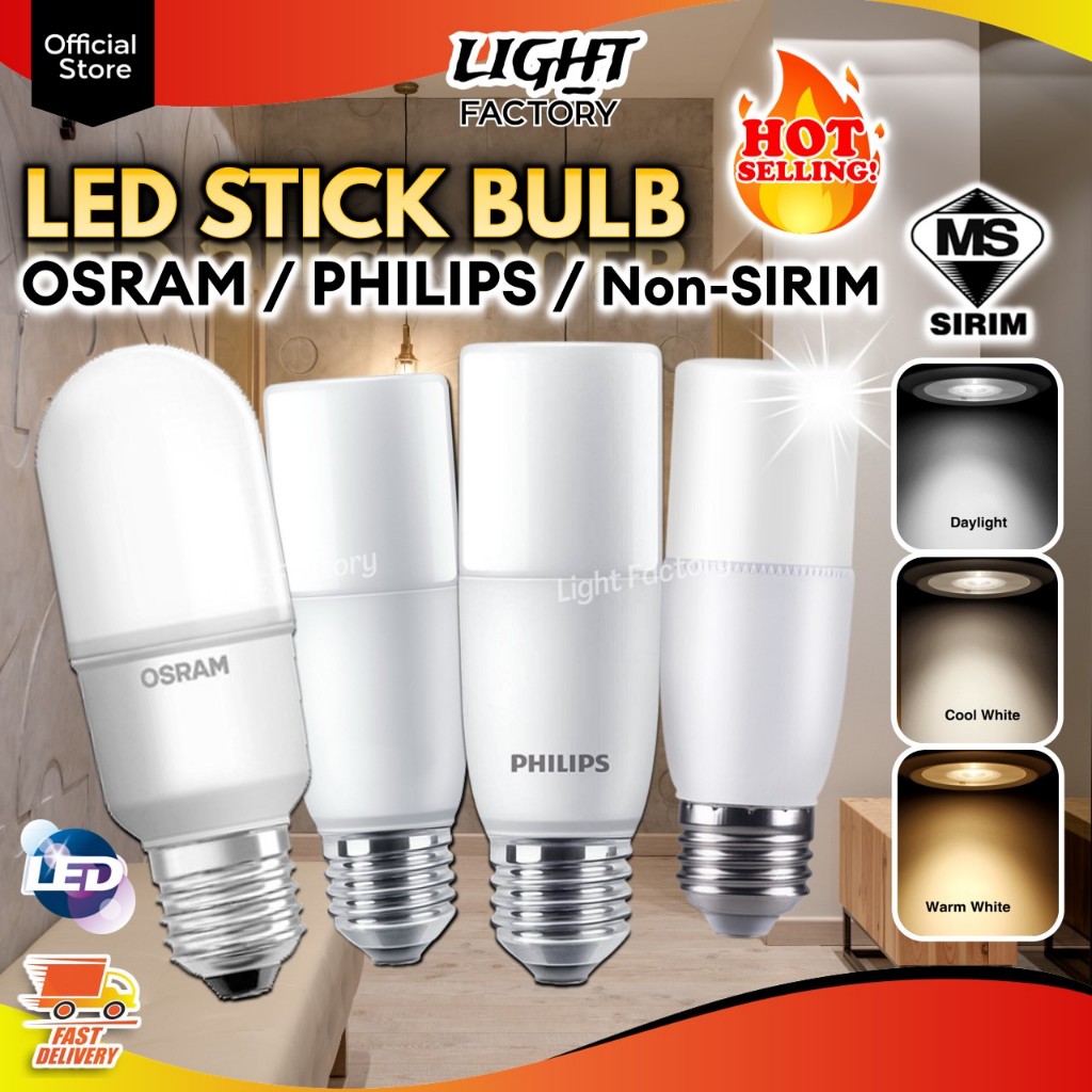 [Add On Deal] PHILIPS ESSENTIAL/OSRAM LED Stick Bulb 6.5W 7W 9W 10W 11W ...