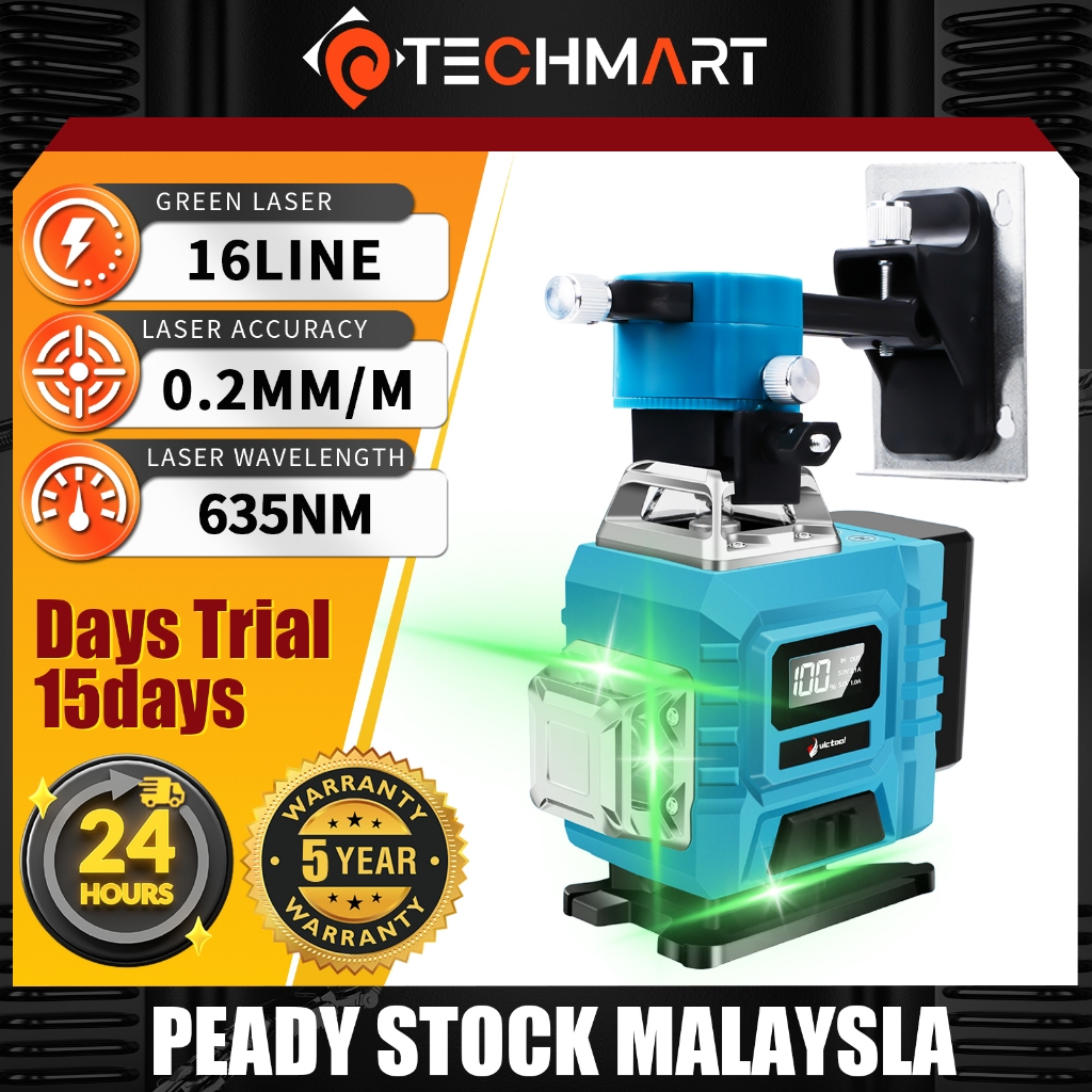 8/16 Line Laser Level Green Light Self-Leveling 360° Rotary Cross 3D 4D ...