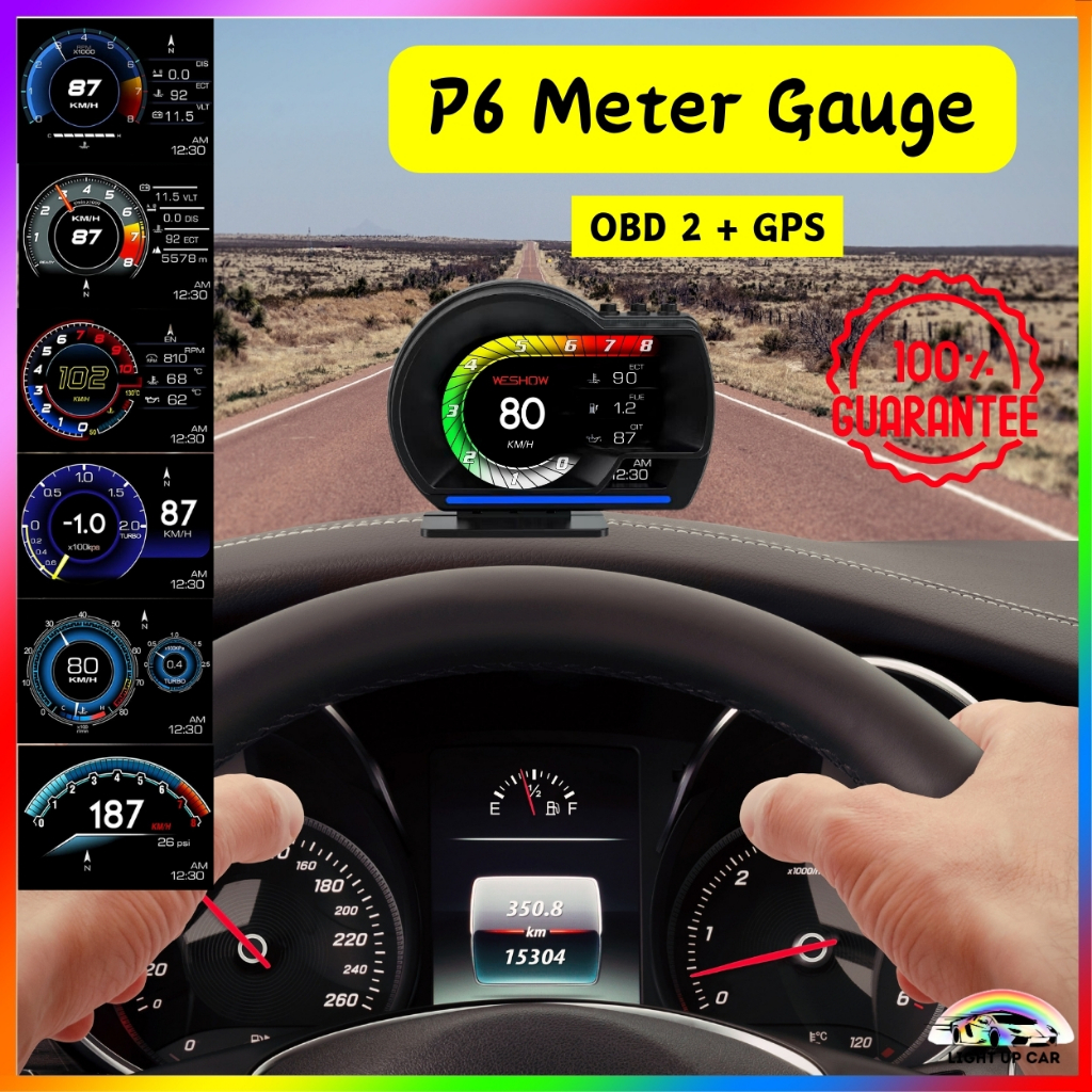 LUC CAR LED P6 OBD OBD2 OTP Gauge Meter GPS Digital Scanner Alarm Speed ...