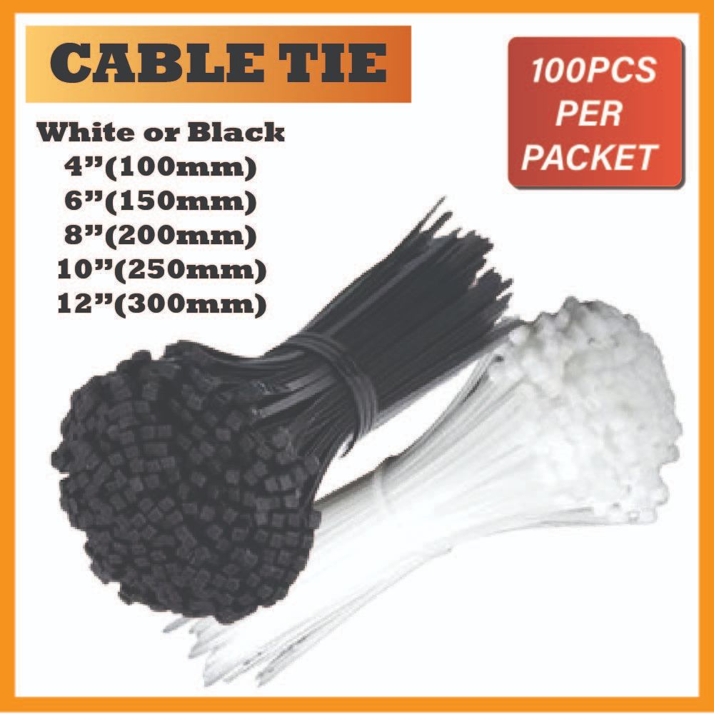 Cable Ties Nylon Wire 100pcs 4"6"8"10"12" Pengikat Wayar Kabel Tie ...