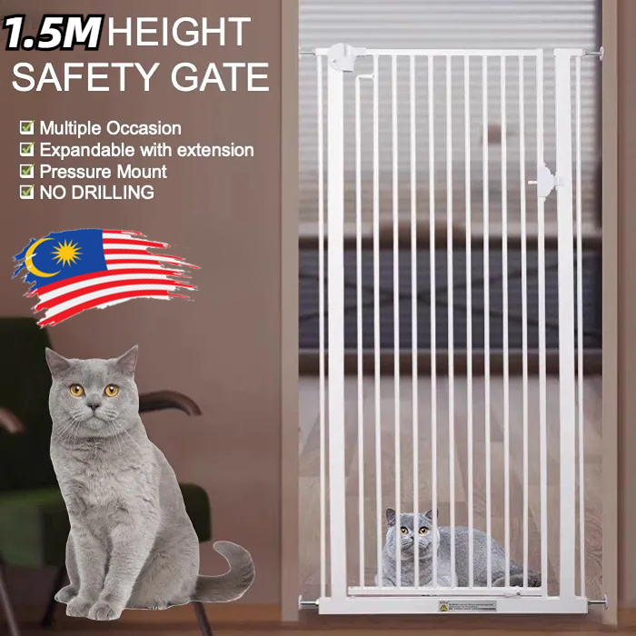 Extra Tall Pet Safety Gate 150CM High Density Fence Auto Close Open Cat ...