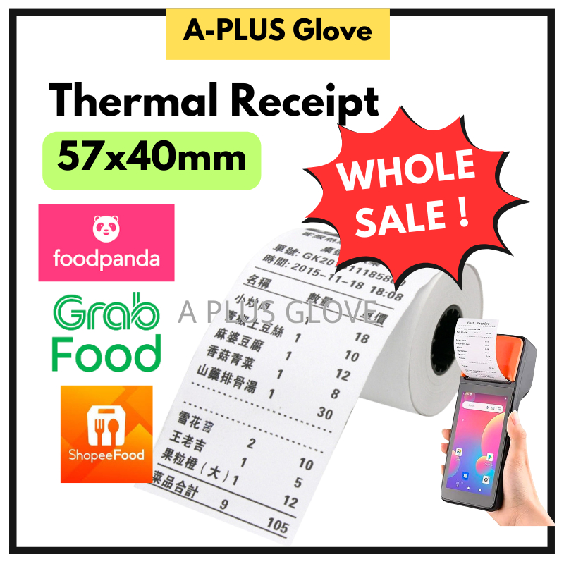 57mm x 40mm Foodpanda Grabfood Thermal Receipt Paper Rolls POS Printer ...