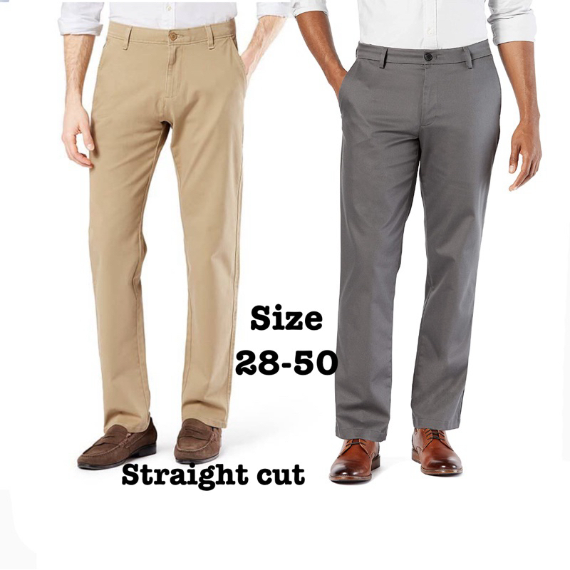 cotton STRAIGHT CUT stretchable slack PANTS 28-50 ready stock | Shopee ...
