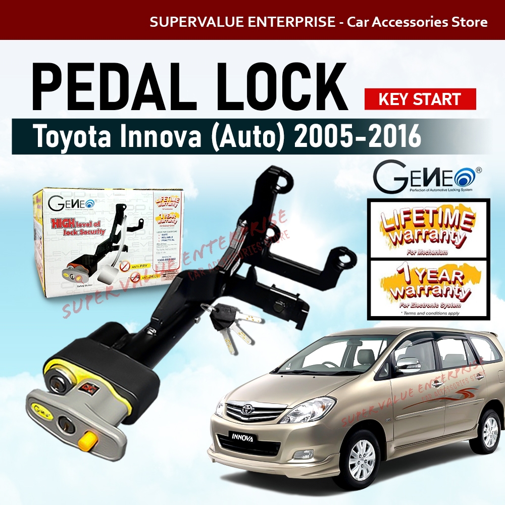 TOYOTA INNOVA 2005-2016 Key Start GENEO Pedal Lock Double Lock Brake ...