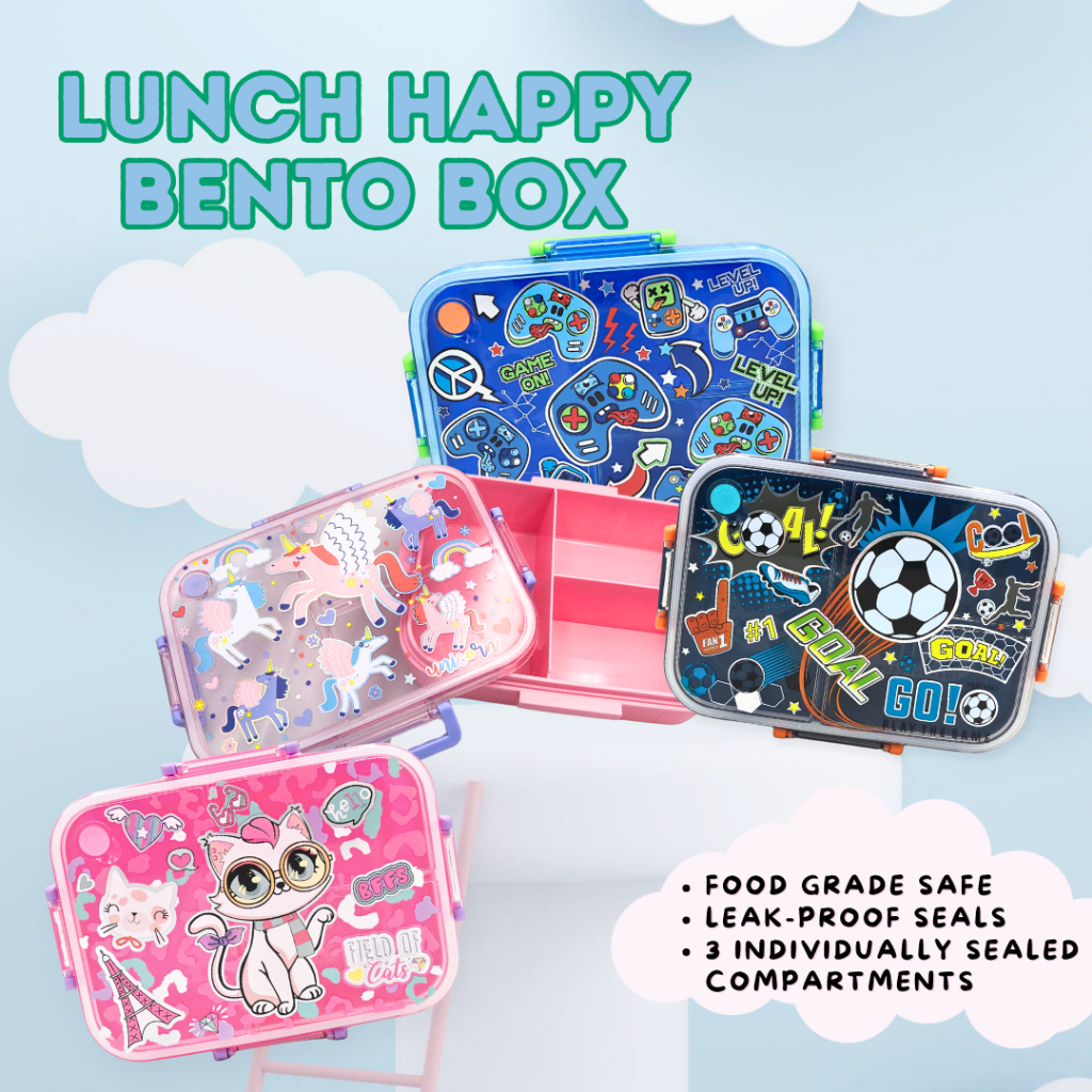Lottie & Bo Lunch Happy Bento Box Kids Student Compartmentalized Food ...