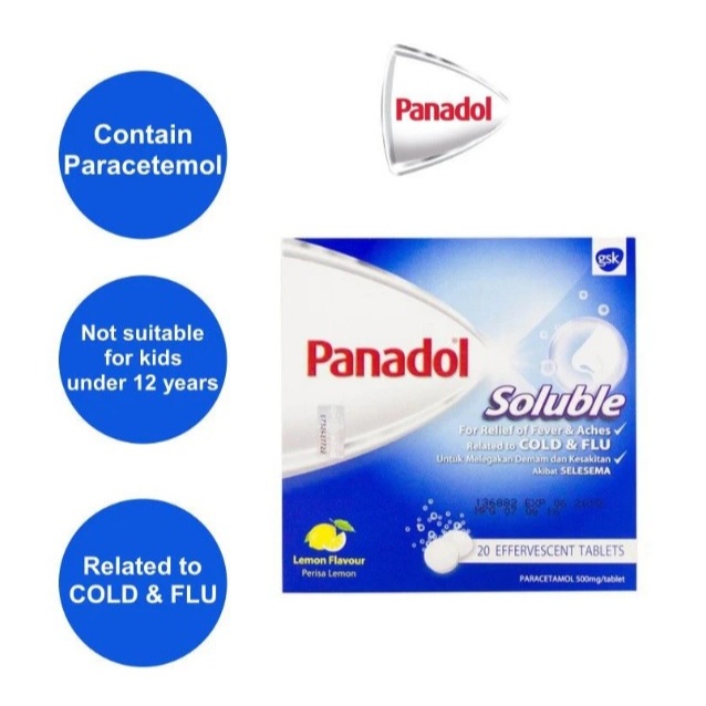PANADOL SOLUBLE LEMON FLAVOR - (500mg X 4 Tablet's) | Shopee Malaysia