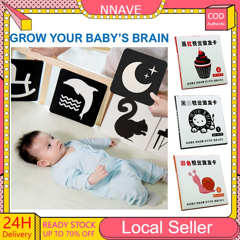 0-12 Months Montessori Baby Flash Card Baby Sensory Cards Black White ...