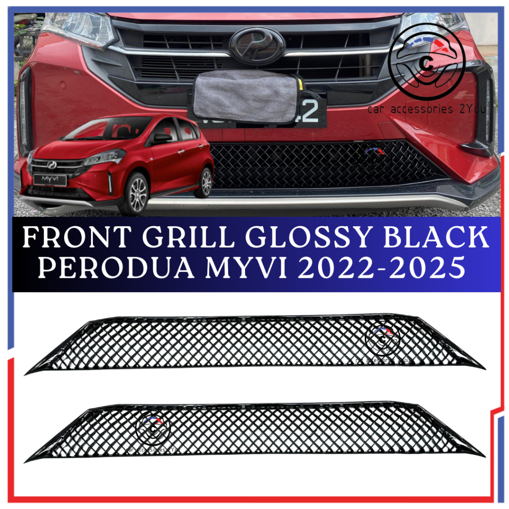 Perodua Myvi 2022 - 2025 Front Bottom Grill Glossy Black Grilled Plug ...