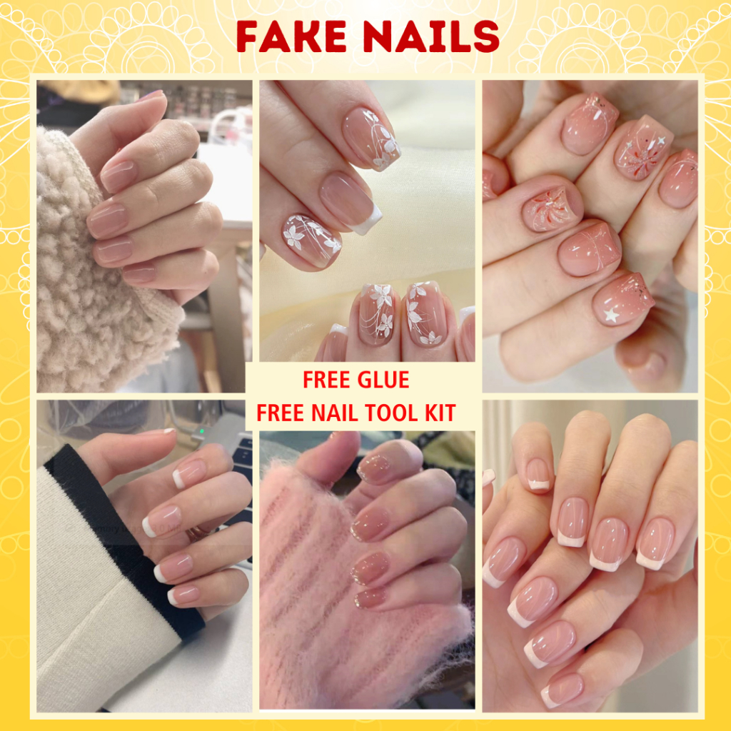 24 Pcs/ Box Fake Nails Press On Nails False Nails With Free Jelly Glue ...