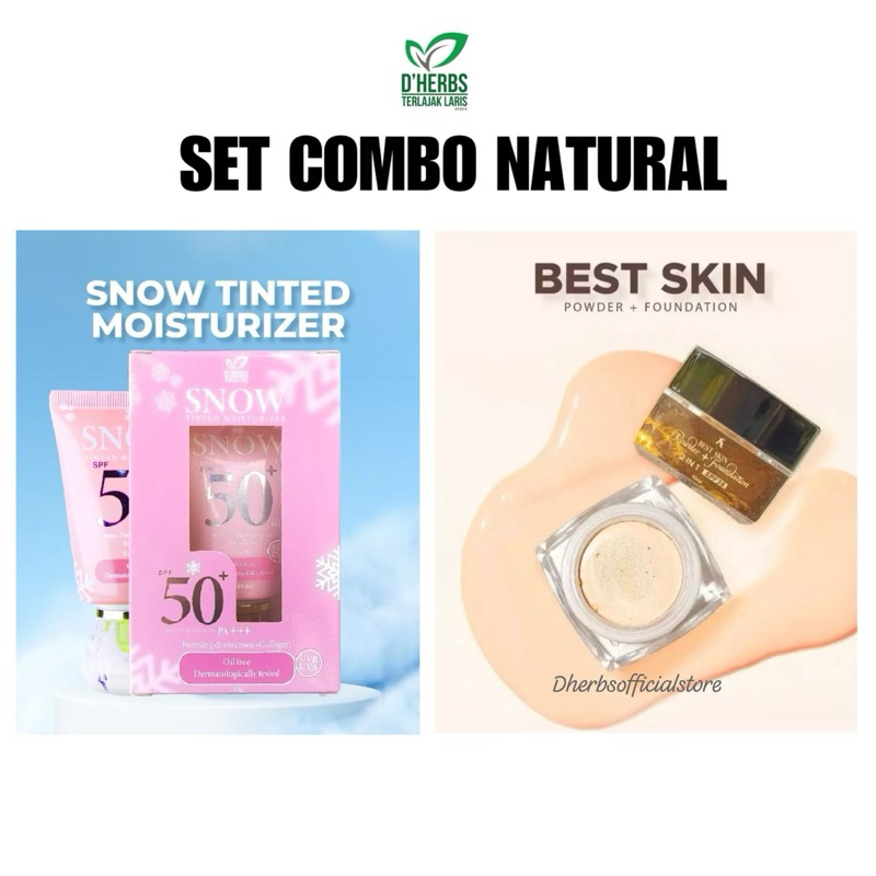 DHERBS Set Combo Natural (Best Skin Powder Plus Foundation & Snow ...