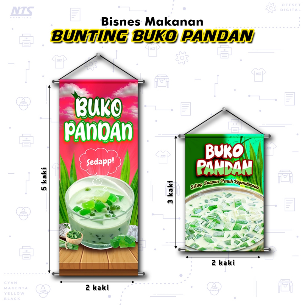 🔥READY DESIGN🔥 Bunting Buko Pandan - Tebal / Kalis Air / Tahan Lasak ...