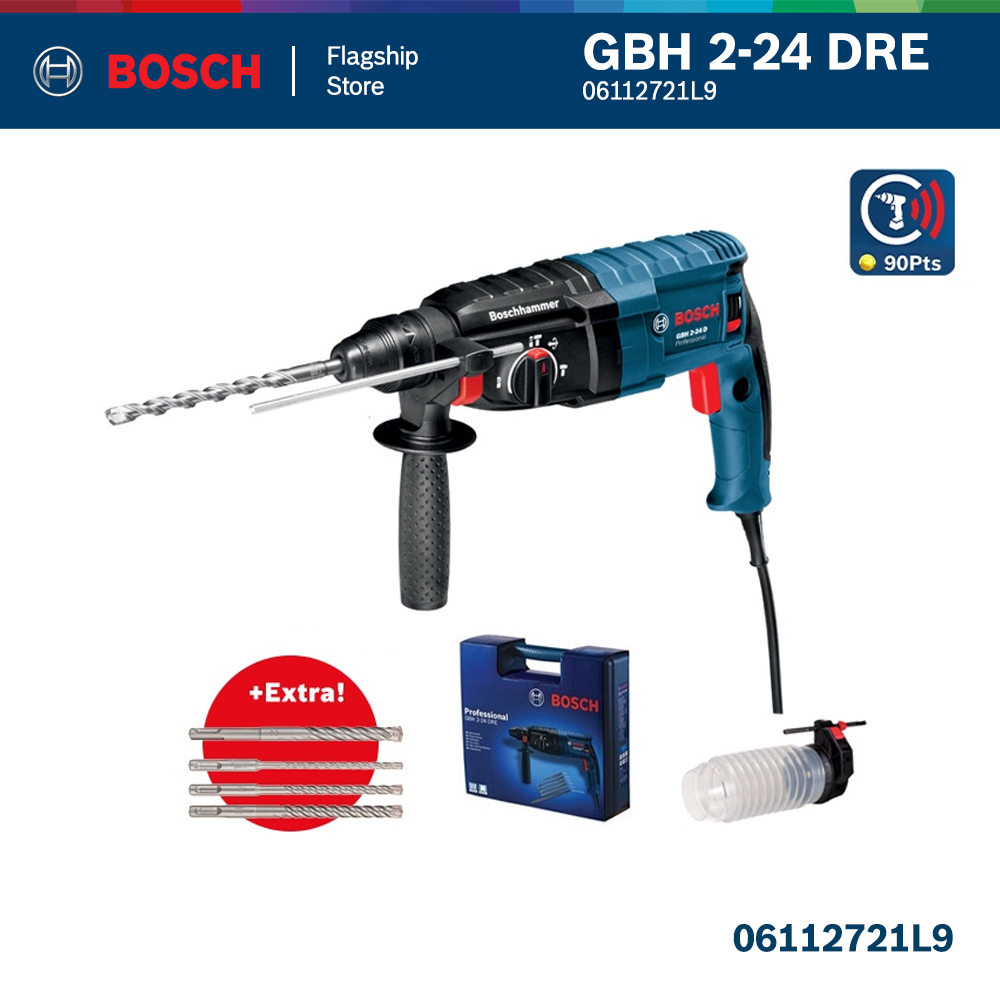 BOSCH GBH 2-24 DRE Professional Rotary Hammer Set With SDS-Plus + 4pcs ...