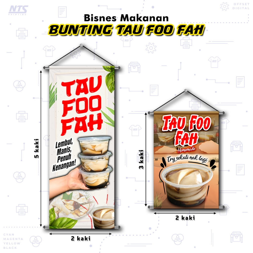 🔥READY DESIGN🔥 Bunting Tau Foo Fah - Tebal / Kalis Air / Tahan Lasak ...