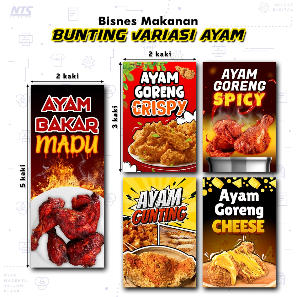 🍗READY DESIGN🍗 Bunting Ayam Goreng / Gunting / Crispy / Spicy / Bakar ...