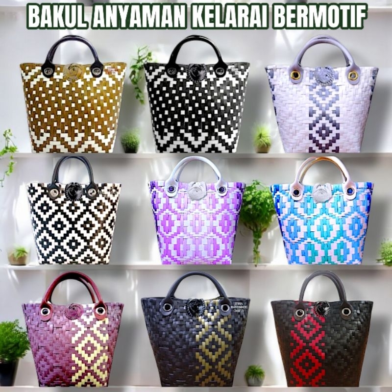 PRE (3) LEATHER BAKUL ANYAMAN MOTIF KELARAI XS (4inx7inx7in), S (5x7x9 ...