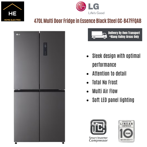 LG 470L Inverter Multi Door 4 Door Fridge Refrigerator in Essense Black ...