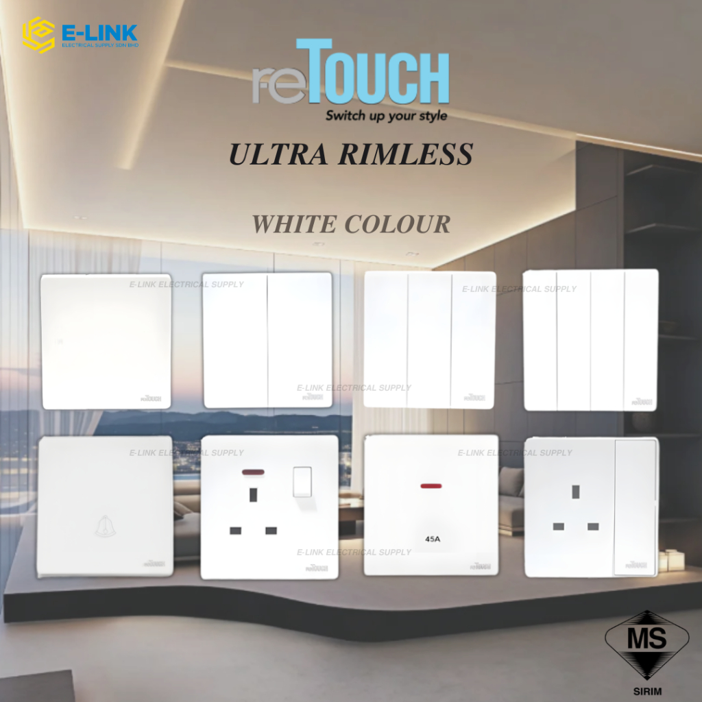 [SIRIM] Retouch Ultra Rimless Socket White , Modern Suis Switch Socket ...