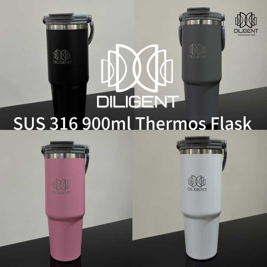 【T18 READY STOCK】DILIGENT 900ml 316 Stainless Steel Handheld Thermos Cup Car Mug Tumbler Flask ...