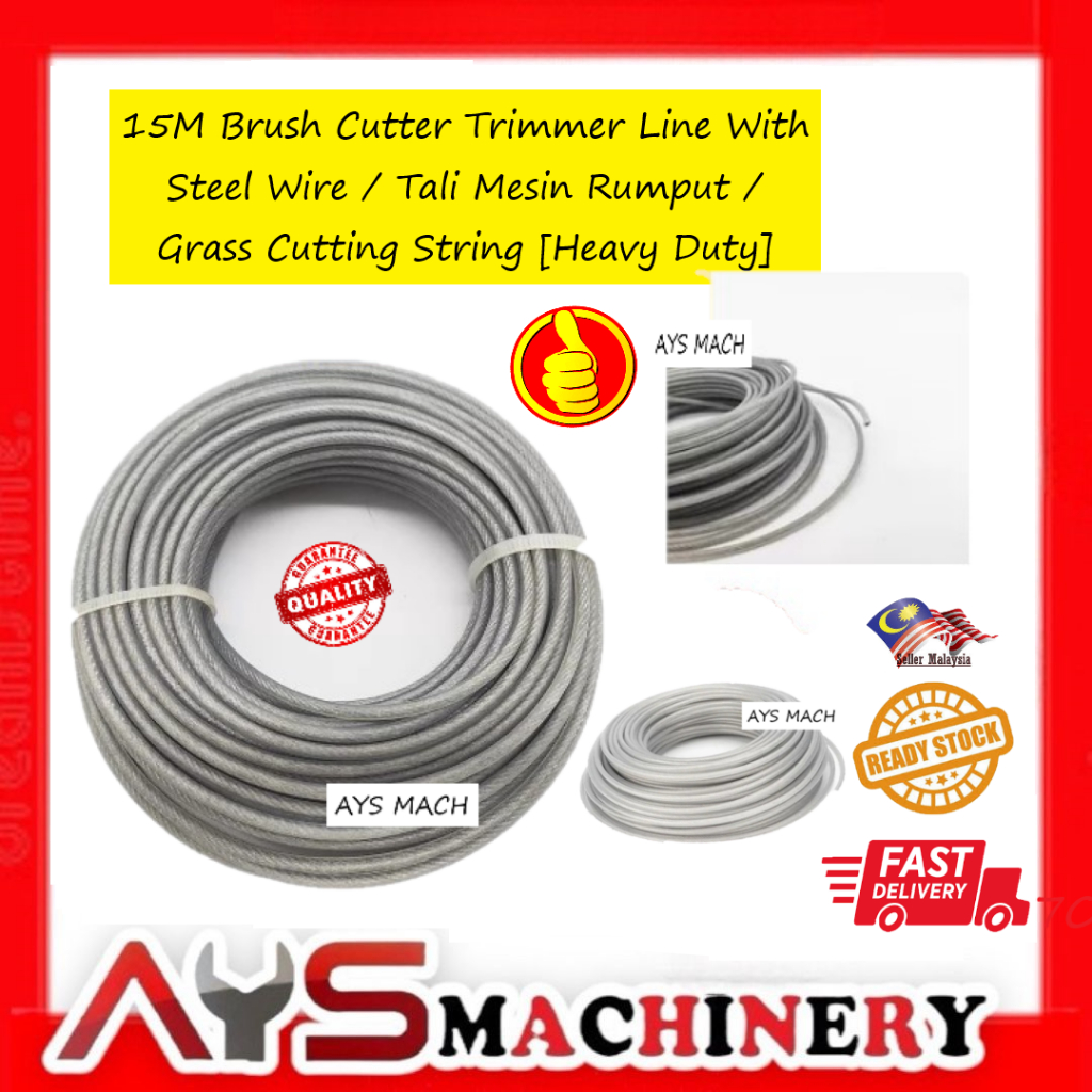 Brush Cutter Trimmer Line With Steel Wire / Tali Mesin Rumput / Grass ...