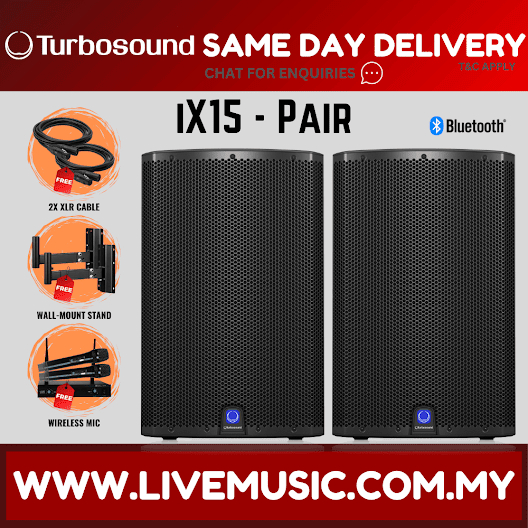 Turbosound iX15 2-Way 15" Powered Loudspeaker w/Wireless Mic, Speaker Stand And Cable - Each ...
