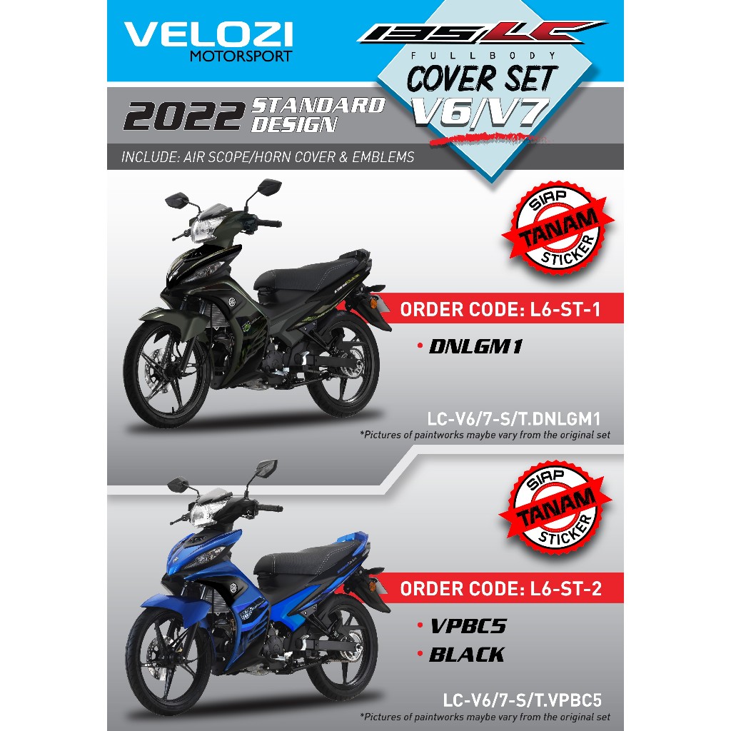 YAMAHA LC135 V6 / V7 BODY COVER SET VELOZI STANDARD DESIGN STANDARD ...