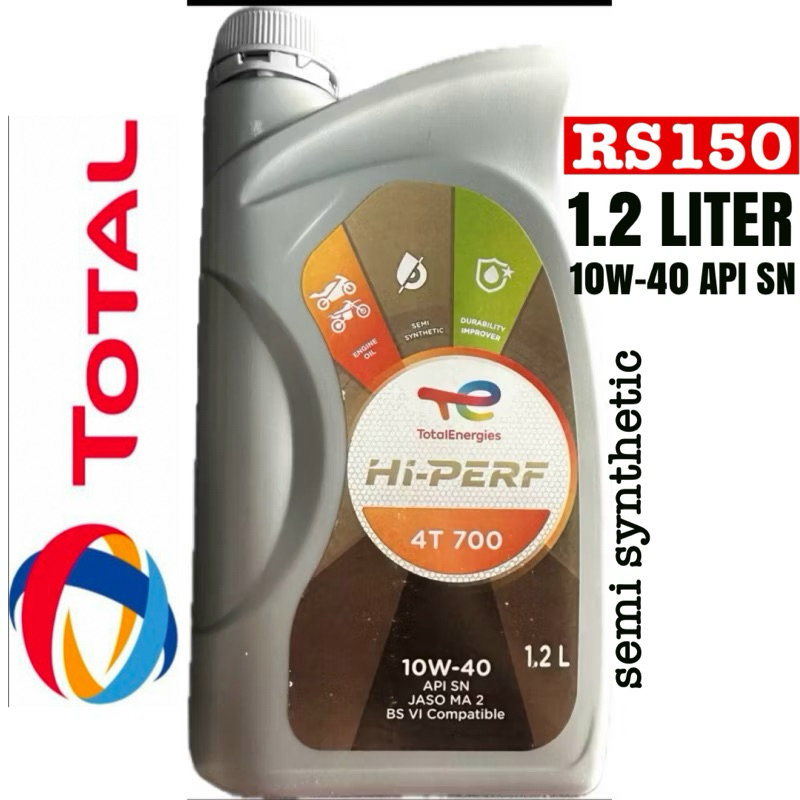 RS150 TOTAL 4T 1.2 LITerS 10W-40 SEMY SYNTHETIC API SN semi sintetik ...