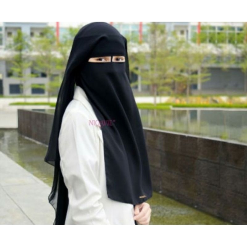 niqab nosring 1 layer arab saudi,kain aritachi lembut,hitam pekat ...