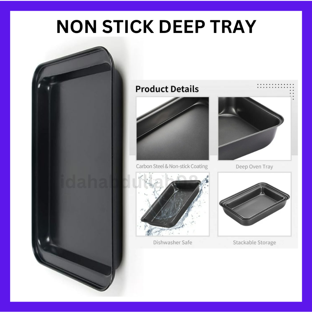 Carbon Steel Non-Stick Deep Square Tray Toaster Oven Tray for Home ...