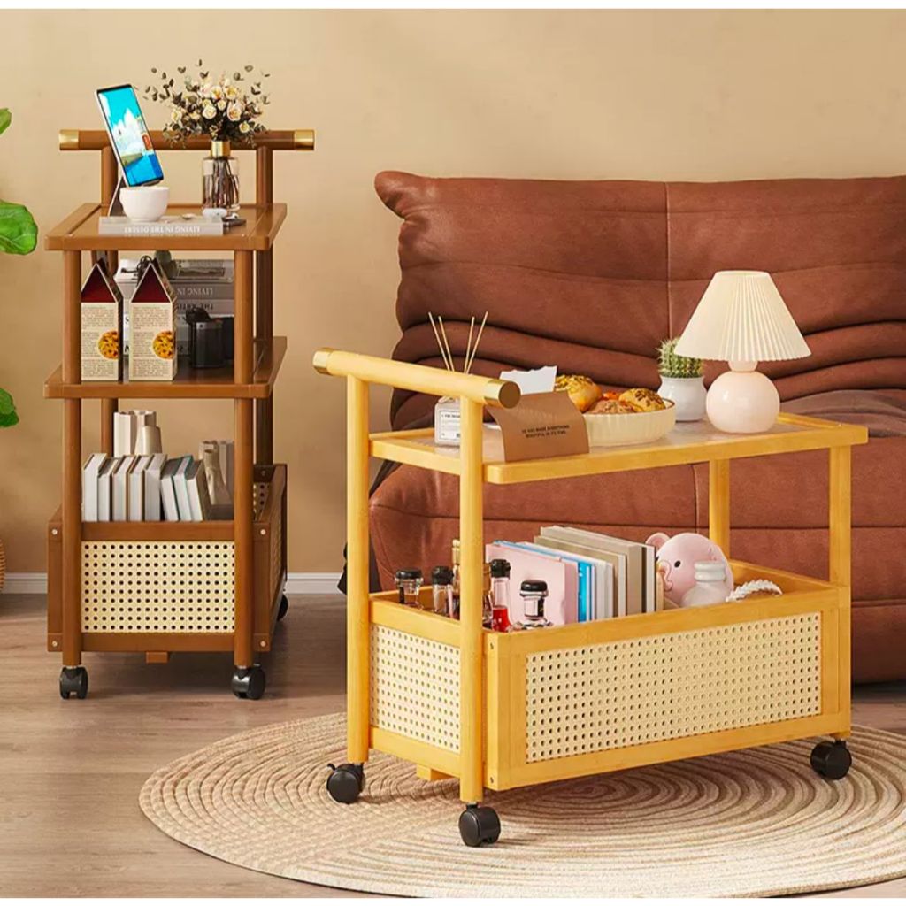 NEW !! MUJI BAMBOO RATTAN TROLLEY | Shopee Malaysia