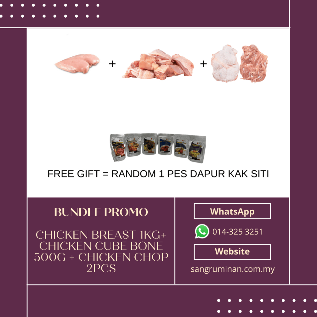 (BUNDLE PROMO) Chicken Breast 1kg + Chicken Cube Bone 500g + Chicken ...
