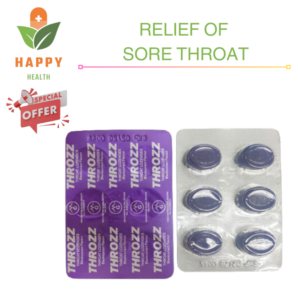 [ Exp 2/2026 ] THROZZ THROAT LOZENGES 6'S - Relief of Sore Throat ...