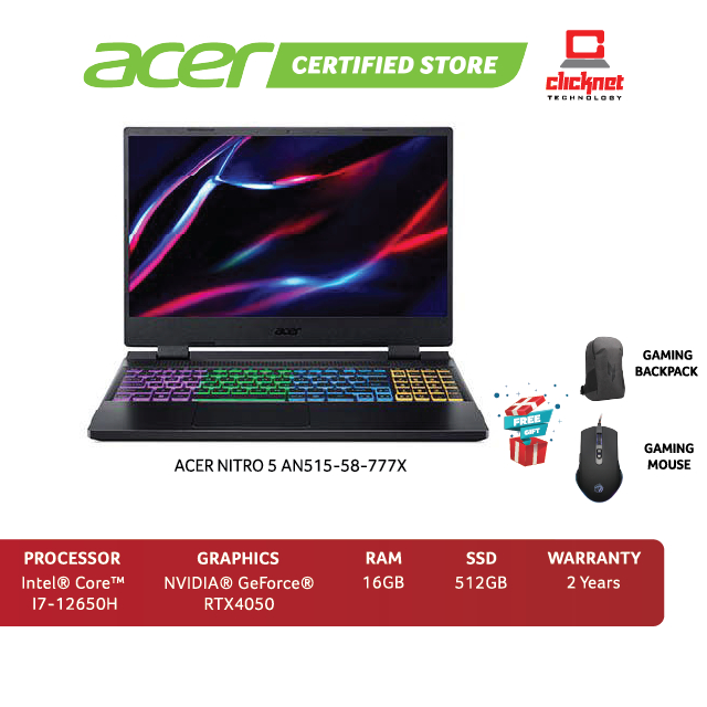 Acer Nitro 5 Gaming Laptop - Black (I7-12650H/16GB RAM/512GB SSD/NV ...