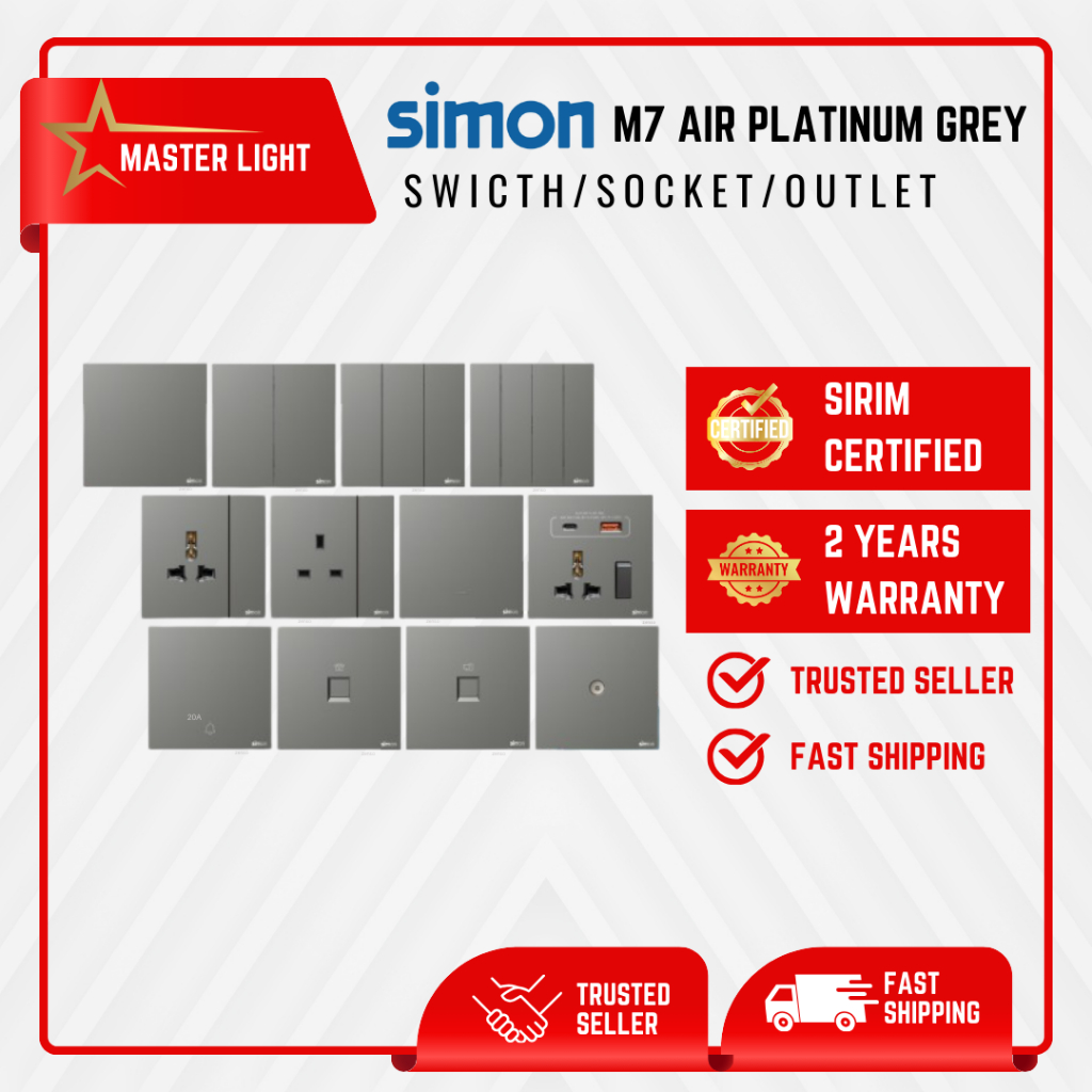SIMON [SIRIM] M7 Series Grey Switch / Switches & Socket Outlet | Shopee ...