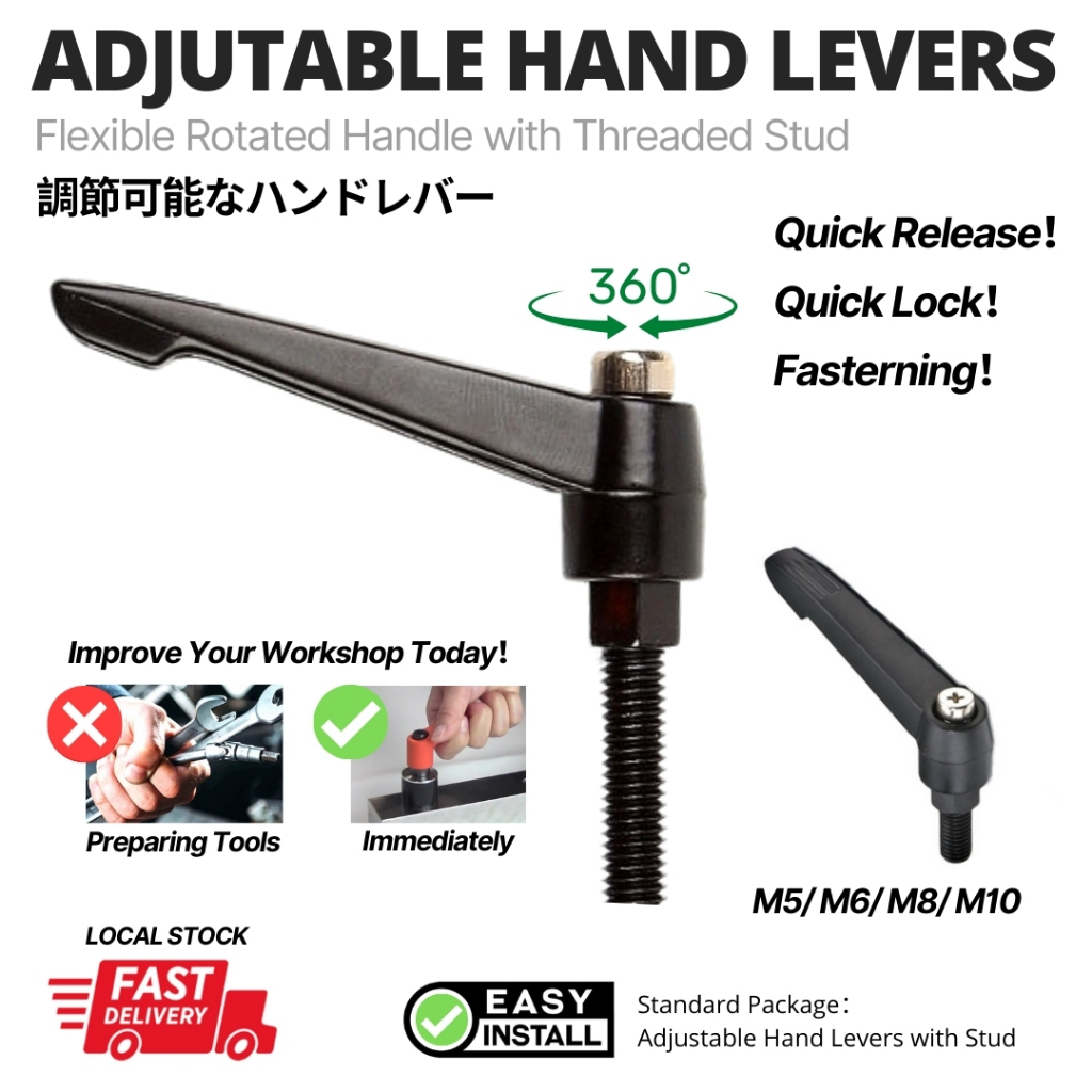 M5 M6 M8 M10 Adjustable handle Screw hand levers Metal Clamp Ready ...