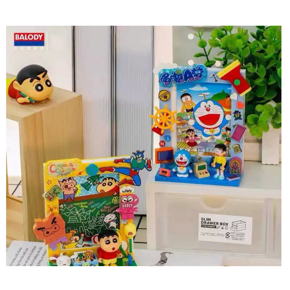 BALODY BUILDING BLOCKS CRAYON SHIN CHAN & DORAEOMON PHOTO FRAME FRIDGE ...