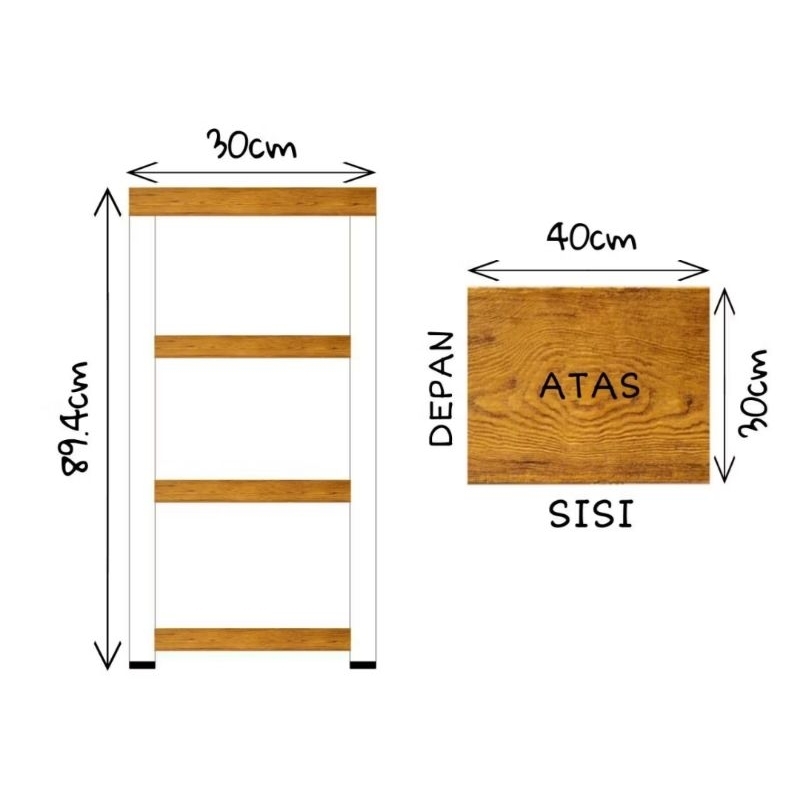 Custom made rak table panjang 30cm x lebar 40cm x tinggi 89cm | Shopee ...
