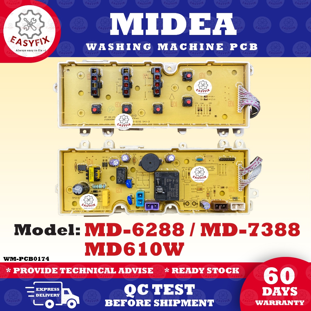MD-6288 / MD-7388 / MD610W MIDEA WASHING MACHINE PCB BOARD (CONTROL ...