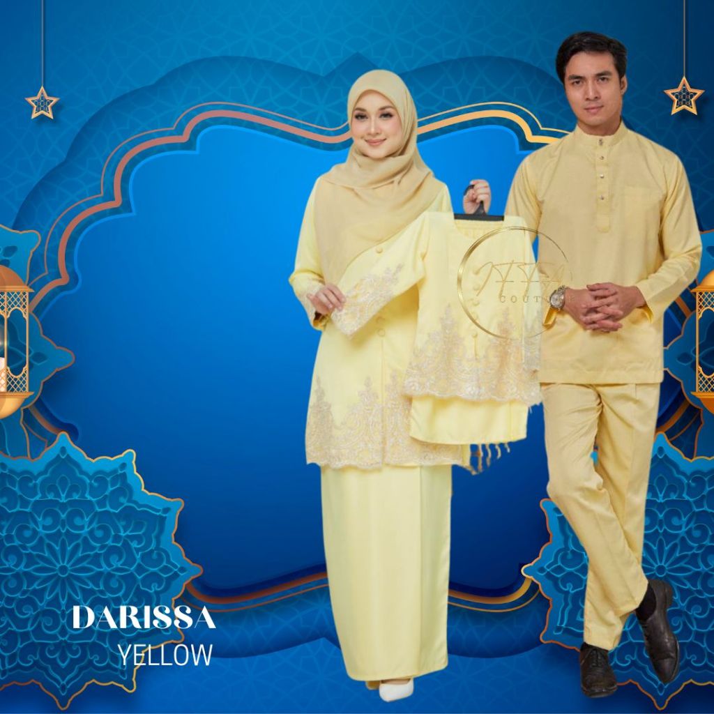 [SOFT YELLOW] Sedondon Family Set Darissa kebaya moden lace sequin ibu ...