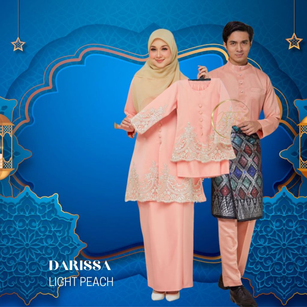 [PEACH] Sedondon Family Set Darissa kebaya moden lace sequin ibu ayah ...