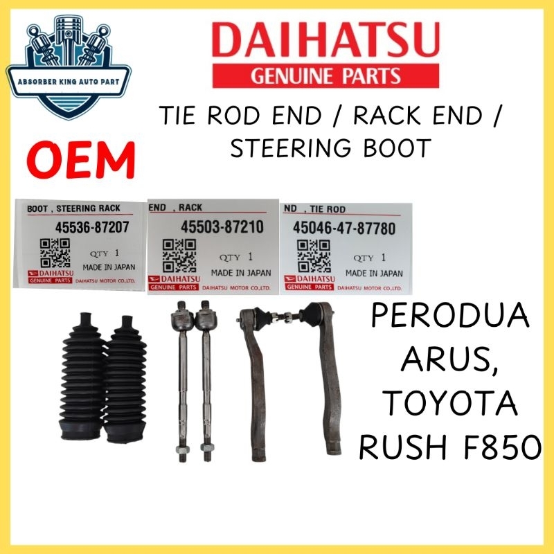 OEM PERODUA ARUS,TOYOTA RUSH F850 TIE ROD END, RACK END, STEERING RACK ...