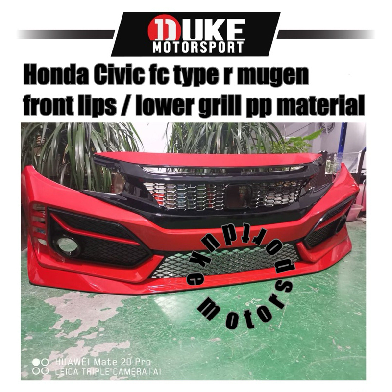 Honda Civic FC Type R Bumper Rs Front Lips matt Black (1 pcs) with ...